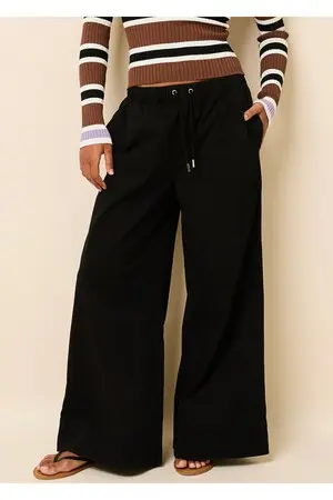 Solid & Striped Drawstring Pants For Women
