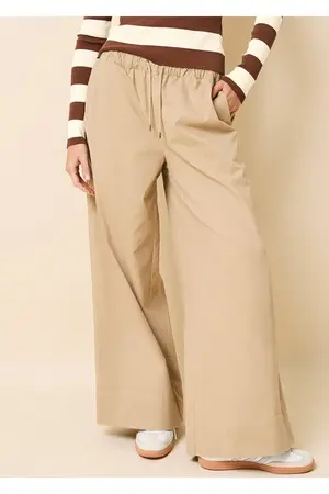 Solid & Striped Pleated Pants For Women