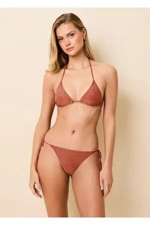 Solid & Striped Iris Lurex Bikini Top - Burgundy
