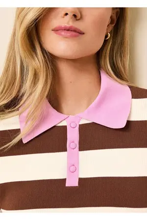 Solid & Striped Debra Striped Polo Top