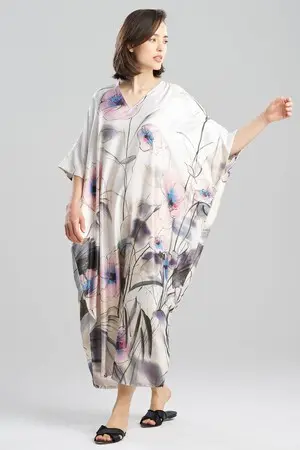 Natori Hiyaku Printed Charmeuse Caftan - Stripe