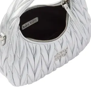 Miu Miu Matelassé Nappa Leather Hobo Bag - Silver