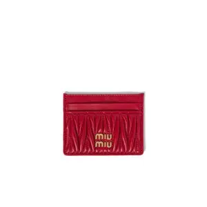 Miu Miu Matelassé Nappa Leather Card Holder - Red