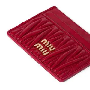 Miu Miu Matelassé Nappa Leather Card Holder - Red