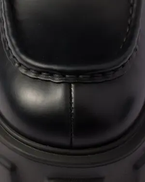 Prada Brushed Leather Monolith Loafers - Black