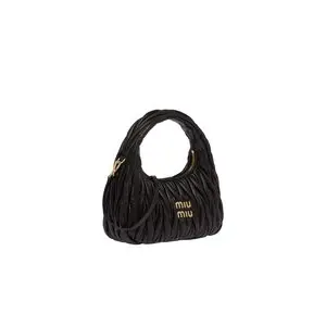 Miu Miu Wander Matelassé Nappa Leather Hobo Bag - Black