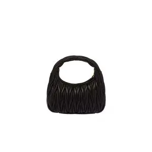 Miu Miu Wander Matelassé Nappa Leather Hobo Bag - Black