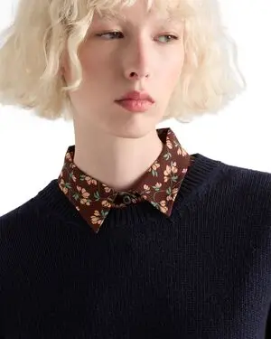 Prada Wool And Cashmere Crew-neck Sweater - Navy