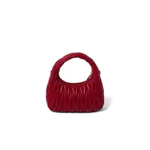 Miu Miu Wander Matelassé Nappa Leather Hobo Bag - Red