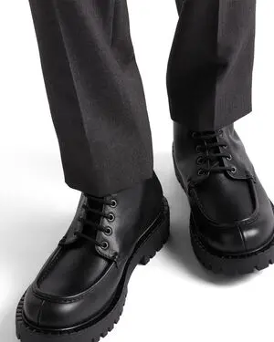Prada Laced Leather Booties - Black