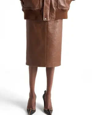 Prada Nappa Leather Pencil Skirt