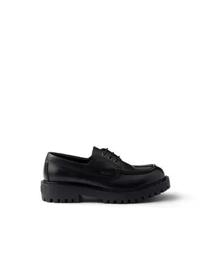 Prada Laced Leather Loafers - Black