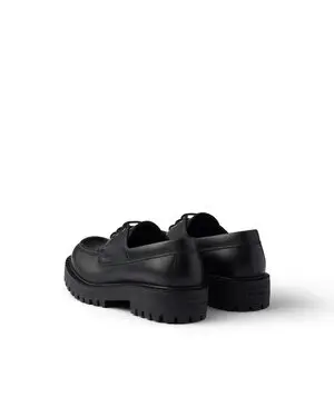 Prada Laced Leather Loafers - Black