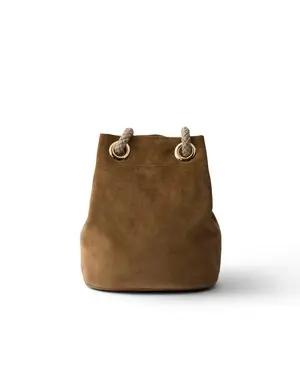 Prada Small Suede Bucket Bag - Cinnamon