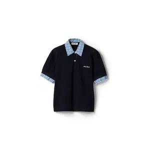 Miu Miu Embroidered Logo Piqué And Poplin Polo Shirt