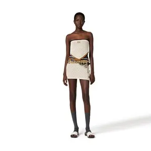 Miu Miu Crocheted Cotton And Suede Miniskirt