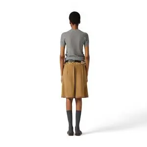 Miu Miu Cashmere Sweater With Ribbed Knit And Lacy Motif - Grey