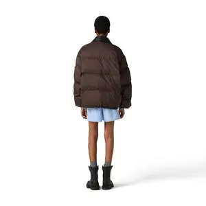 Miu Miu Technical Pongé Cropped Down Jacket - Ebony
