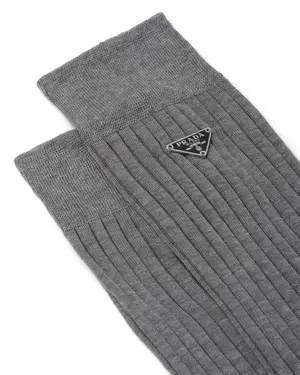 Prada Cotton Crew Socks - Grey