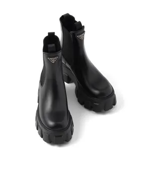 Prada Monolith Brushed Leather Booties