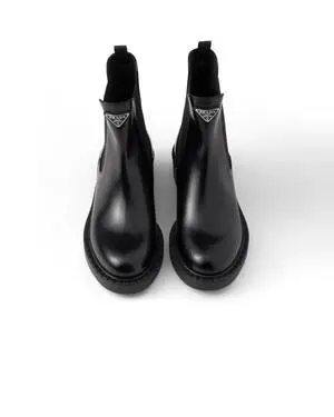 Prada Brushed Leather Chelsea Booties