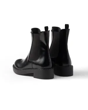 Prada Brushed Leather Chelsea Booties