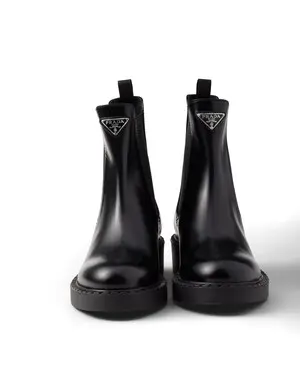 Prada Brushed Leather Chelsea Booties