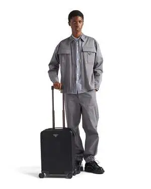 Prada Re-nylon And Saffiano Leather Trolley - Black