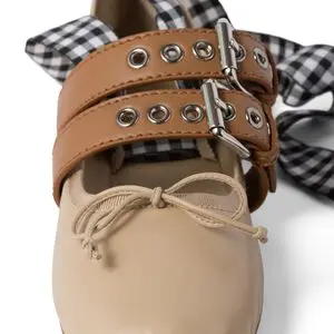 Miu Miu Nappa And Calf Leather Ballerinas - Cord