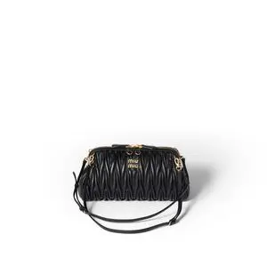 Miu Miu Caprice Matelassé Nappa Leather Clutch - Black