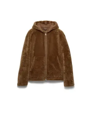 Prada Shearling Zip-up Hooded Jacket