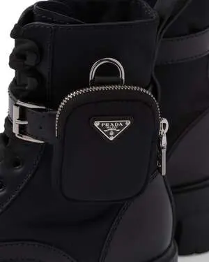 Prada Monolith Brushed Leather And Re-nylon Boots With Pouch