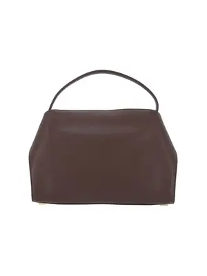 FERRAGAMO Large Leather Shoulder Bag With Gancini Buckle - Brown