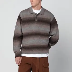 AWAKE NY Striped Polo Sweater - Brown