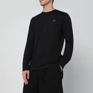 Moncler Long-sleeve T-shirt With Logo Patch - Black