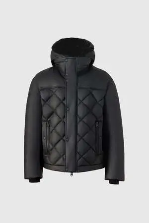 Mackage Diamond-quilted Leather Jacket With Shearling Hood - Black