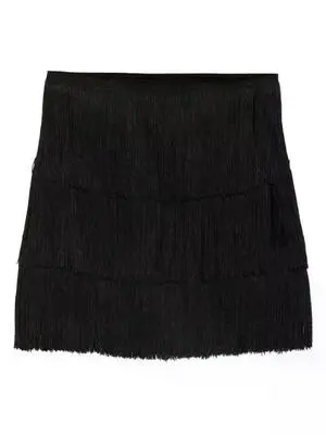 Norma Kamali Tiered Fringe Mini Skirt