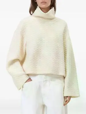 Closed High-neck Textured Sweatshirt