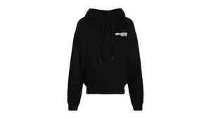 Off-White Carlos Arrow Logo Oversized Hoodie - Black
