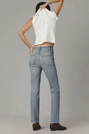 Good American Soft Tech Good Curve High-rise Straight Jeans - Medium Denim