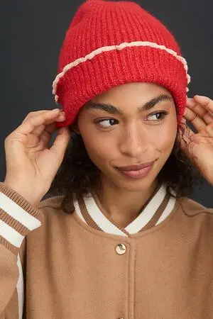 Maeve Maeve Lettuce Edge Beanie Red/pink