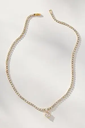 Anthropologie Crystal Pendant Necklace - Gold