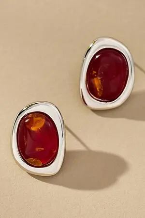 LUV AJ Amber Honey Resin Stud Earrings - Gold & Silver