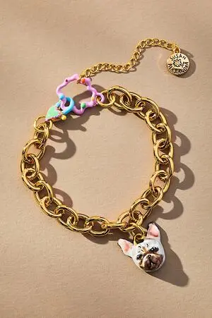 SUSAN ALEXANDRA Pet Portrait Charm Bracelet Frenchie