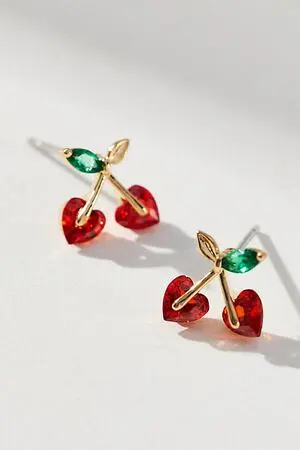 Anthropologie Festive Icon Stud Earrings Cherries