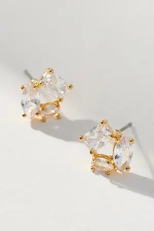 Anthropologie Festive Icon Stud Earrings Cluster Crystal