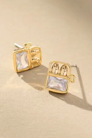Anthropologie Festive Icon Stud Earrings Cz Sardines