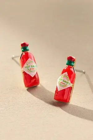 Anthropologie Festive Icon Stud Earrings Hot Sauce