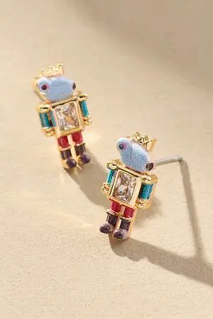Anthropologie Festive Icon Stud Earrings Nutcracker