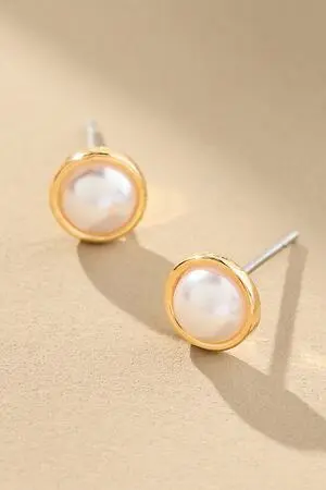 Anthropologie Festive Icon Stud Earrings Pearl Post